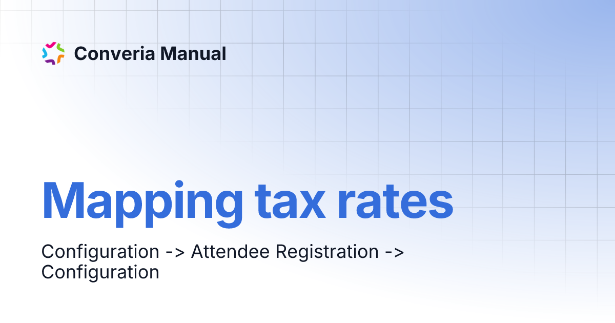 Mapping tax rates | Converia Manual