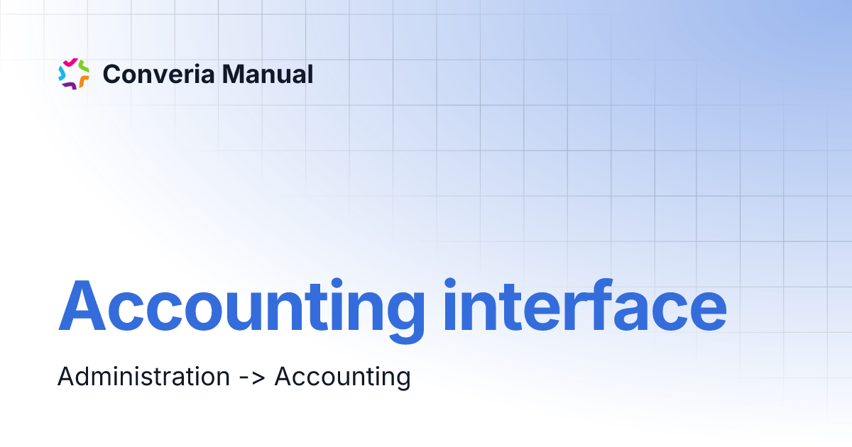 Accounting interface | Converia Manual