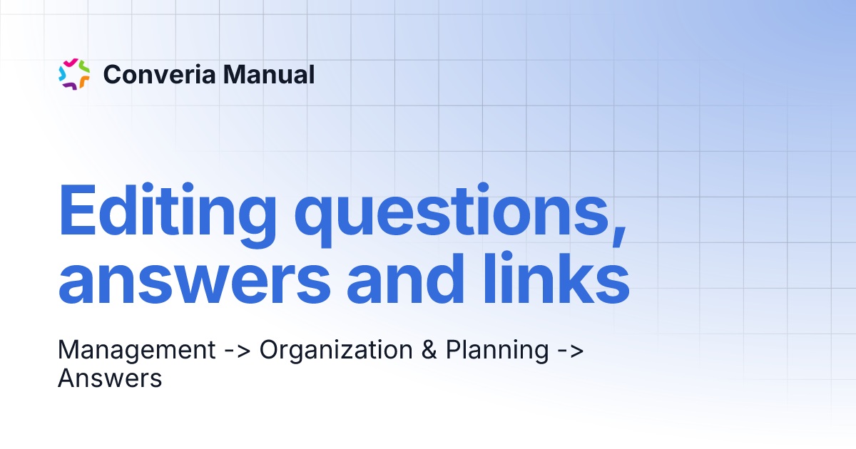 Editing questions, answers and links | Converia Manual